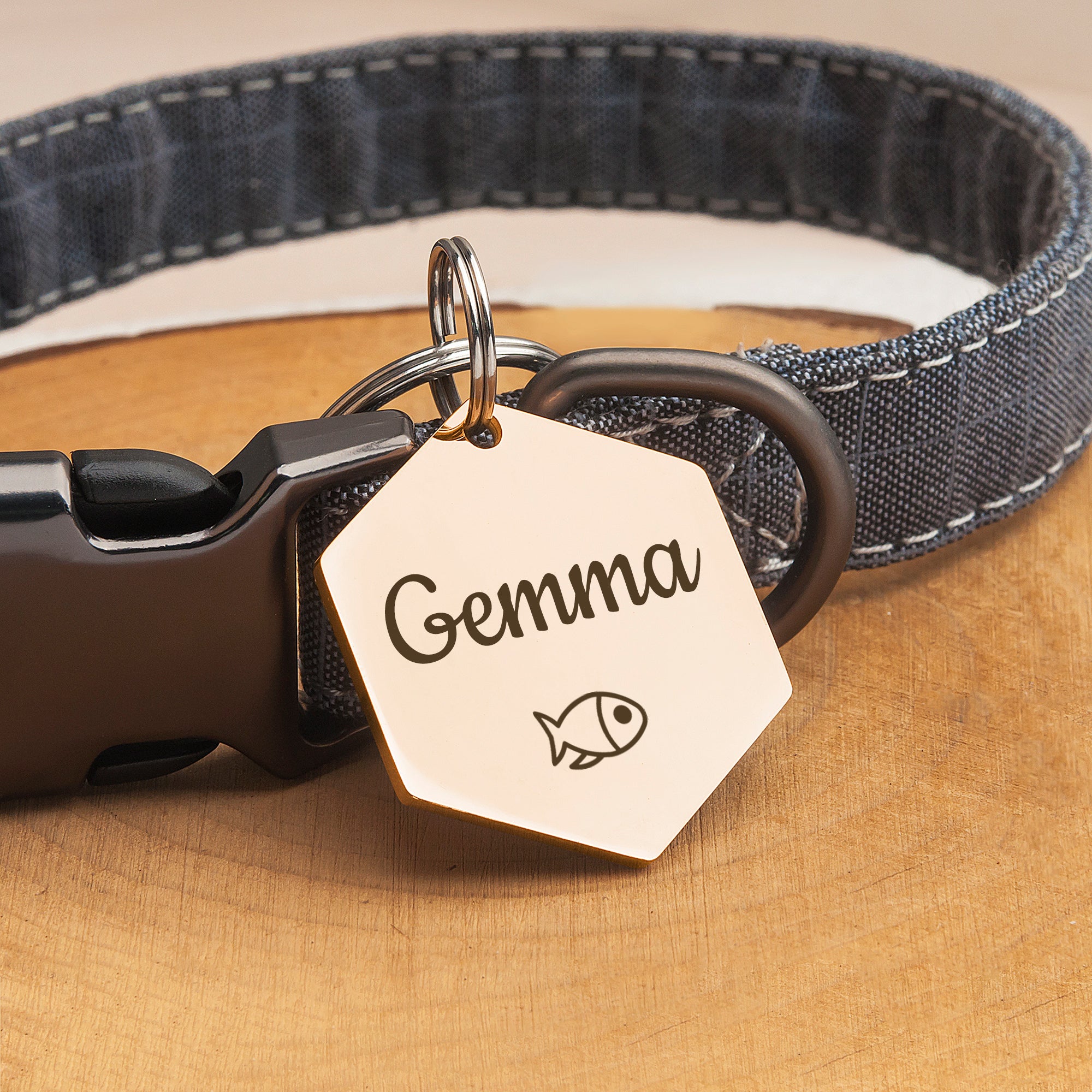 Name & Icon Hexagon Pet ID Dog Tag – CookiePetTag