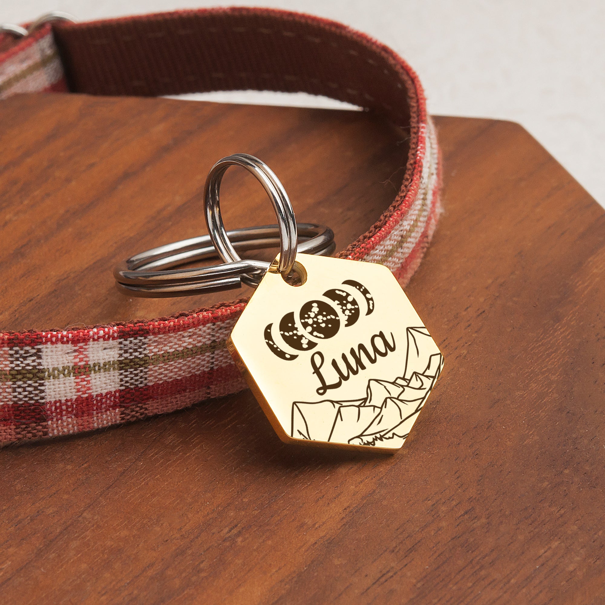 Moon Phase Hexagon Pet ID Dog Tag – CookiePetTag